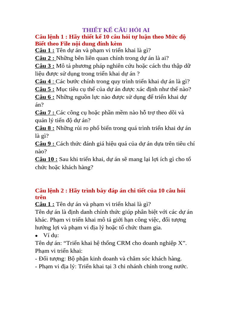 Thiết Kế Câu Hỏi Ai (Nháp) | PDF