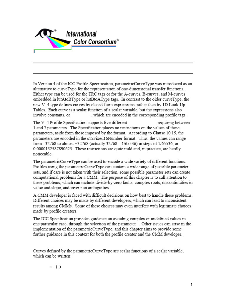ICC White Paper35-Use of The parametricCurveType | PDF | Function ...
