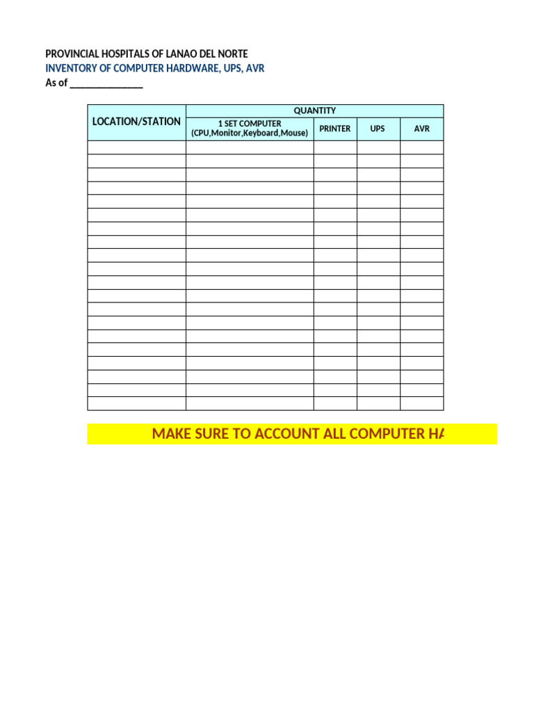 Computer Inventory Template | PDF