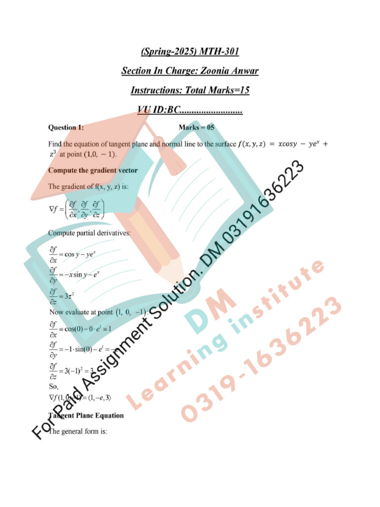 MTH301 Assignment (Zoonia Anwar) by Shahzadi | PDF