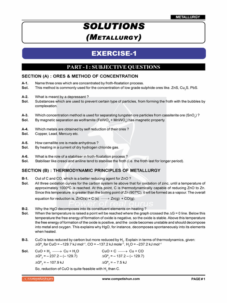 Metallurgy Essential Sheet Solutions | PDF