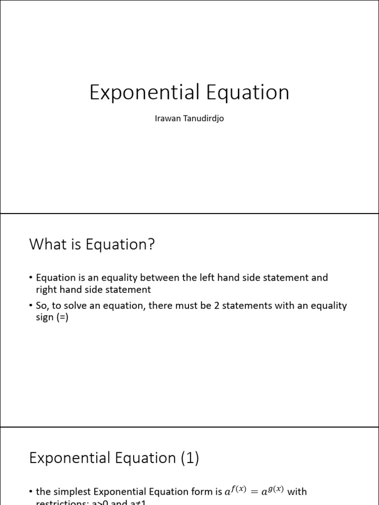 Exponential Equation | PDF