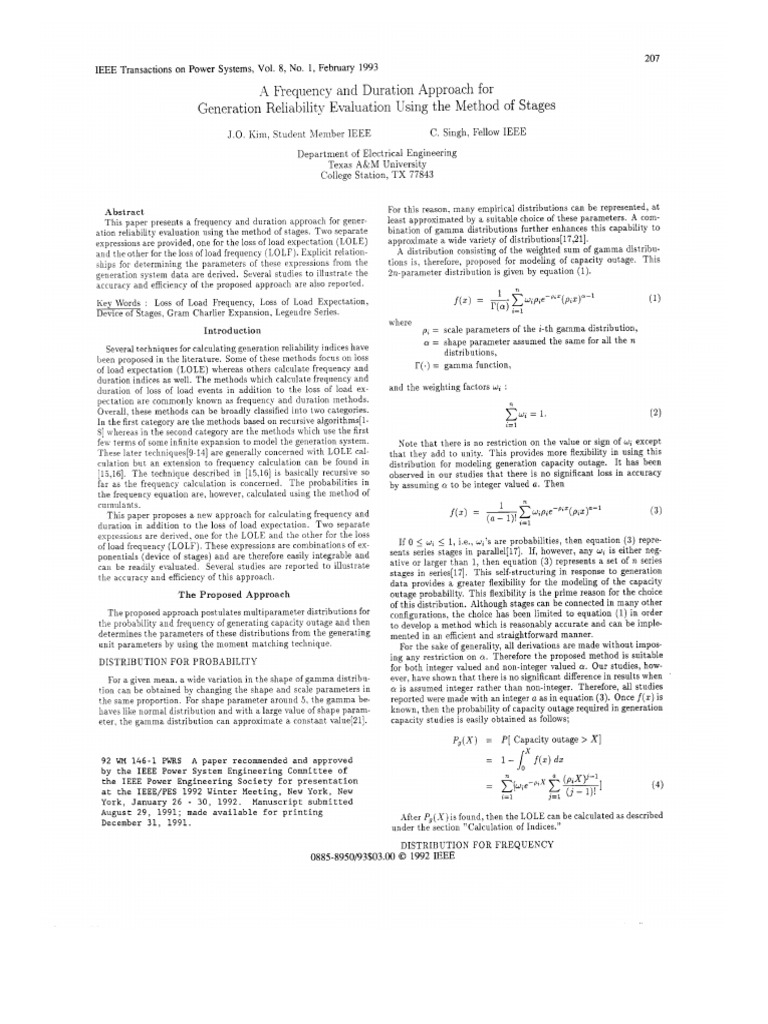 A Frequency and Duration Generation Reliability | PDF