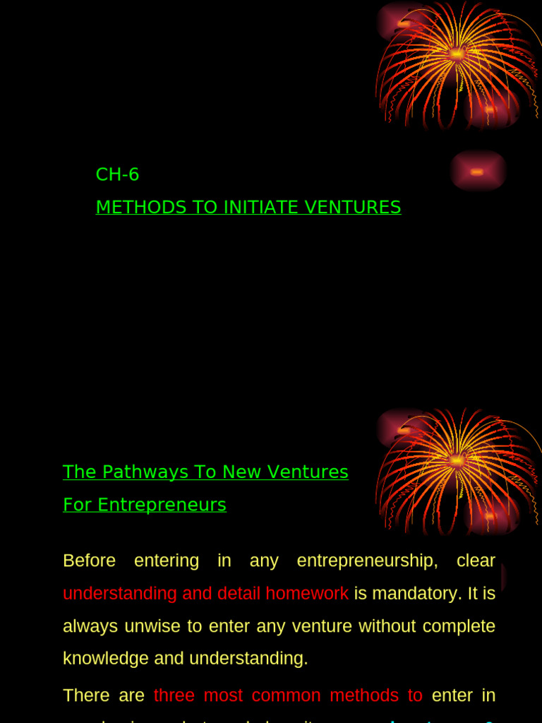 7 Methods To Initiate Ventures | PDF | Entrepreneurship | Mergers And ...