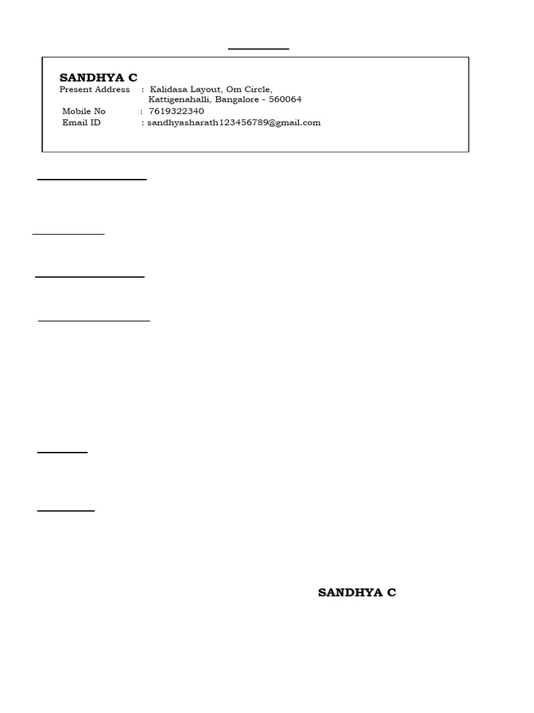 Resume - Sandhya | PDF