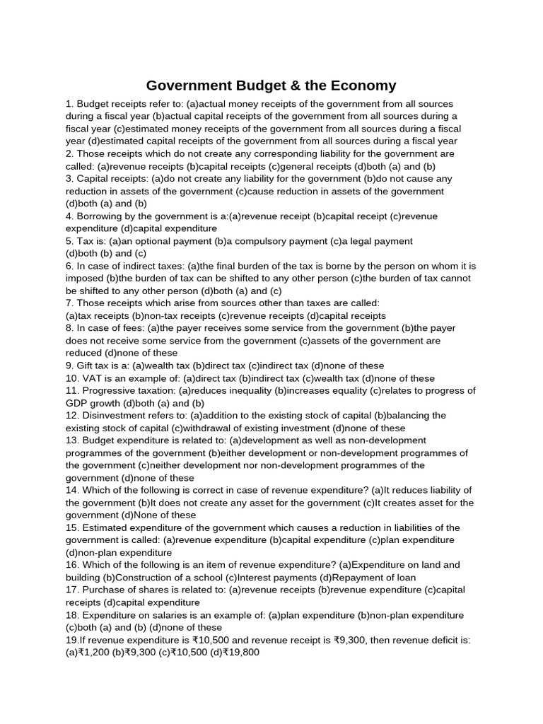Government Budget & The Economy - 1-2 | PDF | Government Budget Balance ...