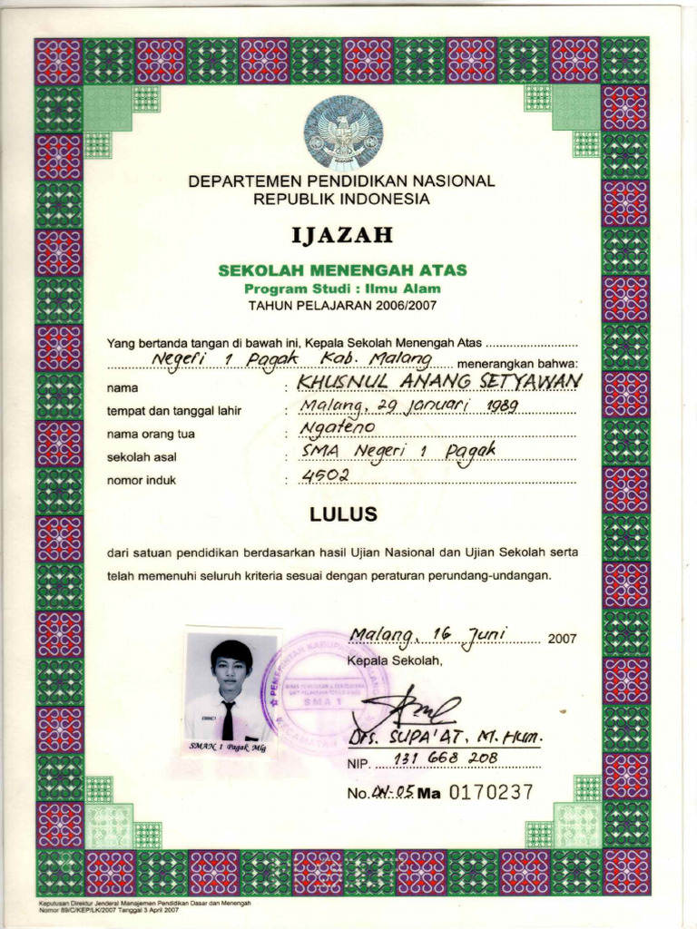 Ijazah Sma | PDF