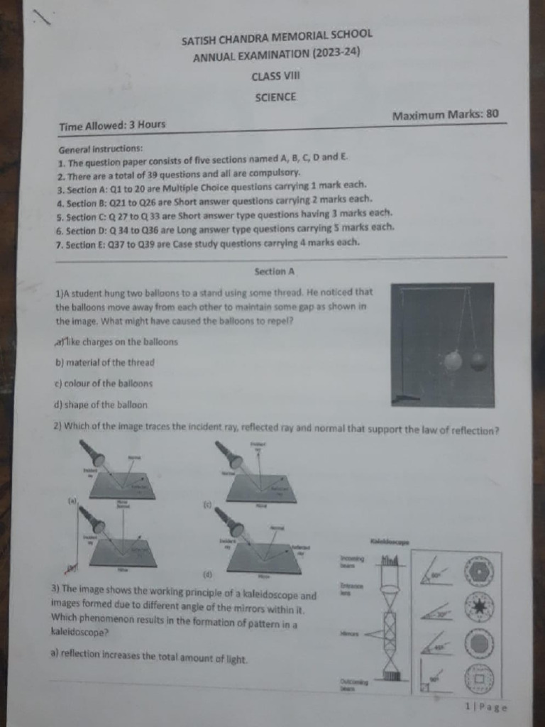 Science Question Paper Class 8 | PDF
