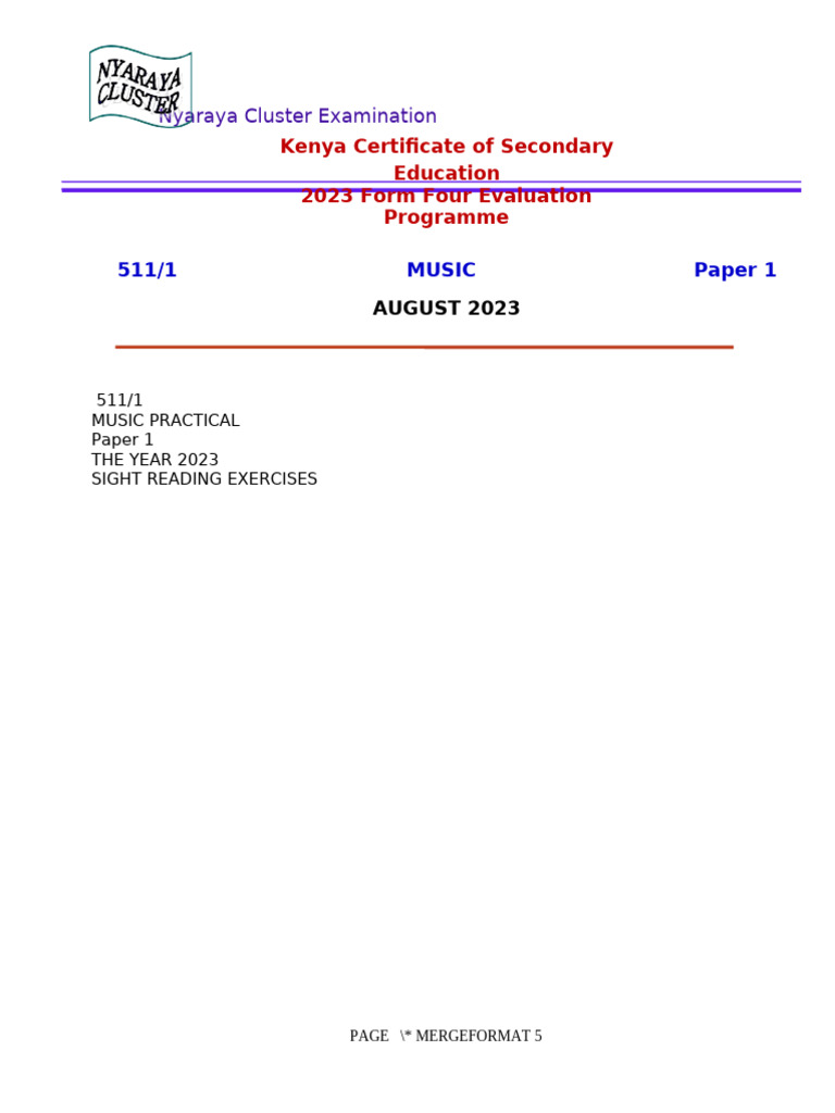 Music PP1 Question Paper | PDF