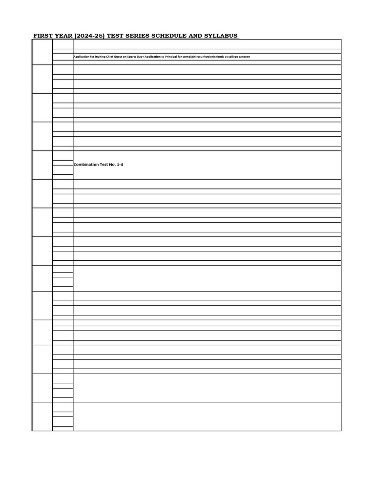 First Year Test Series Schedule 2024-25 (Updated) | PDF