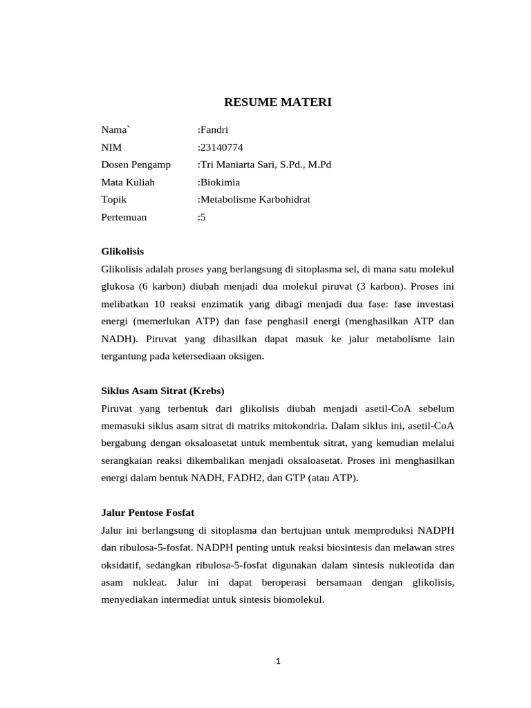 Fandri_Resume mk_Biokimia_Part 5 | PDF