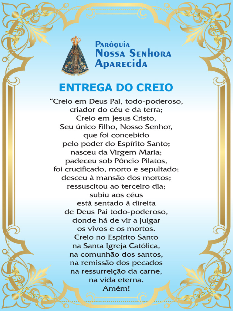 ORACAO CREIO E PAI NOSSO (Catedral N. Sra. Da Guia) | PDF