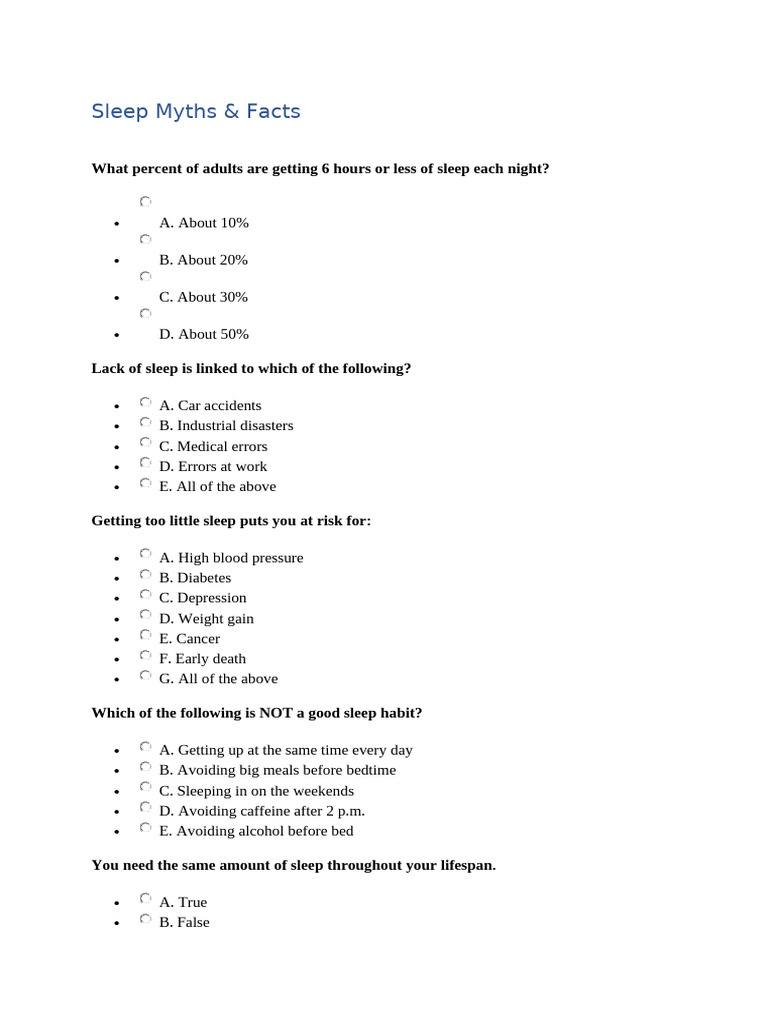 Debunking Sleep Myths and Facts | PDF