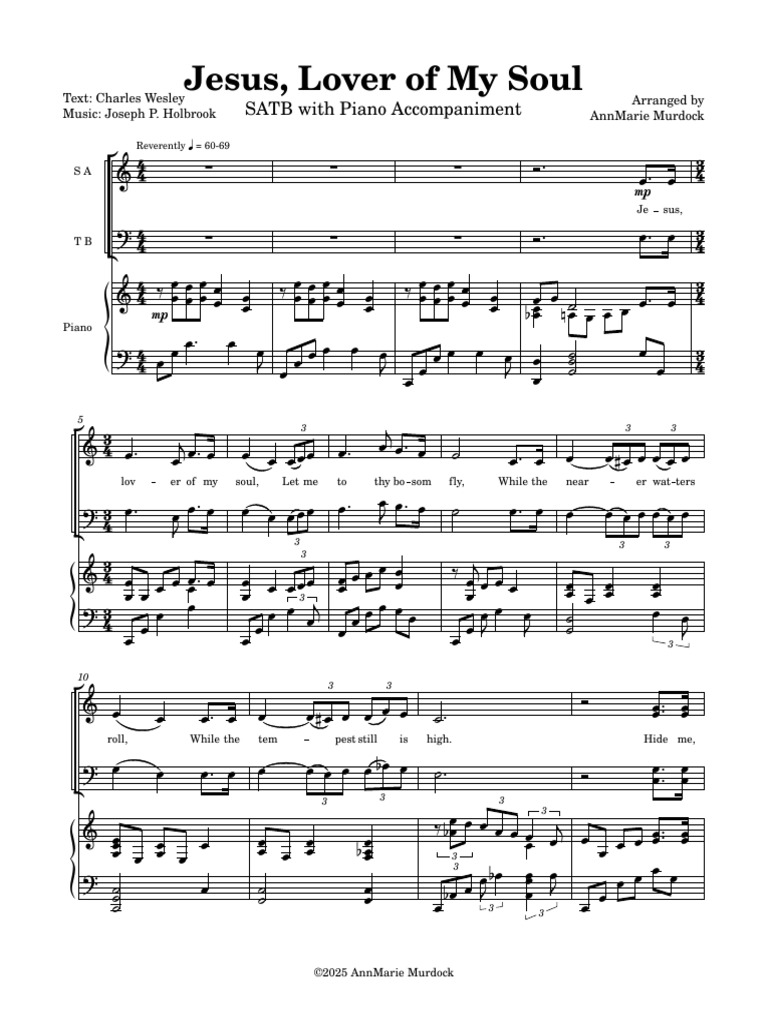 Jesus Lover of My Soul Arrangement | PDF