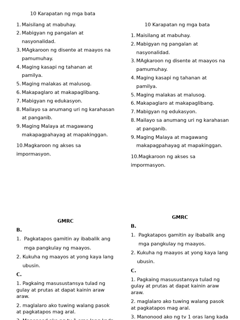 10 Karapatan NG Mga Bata | PDF