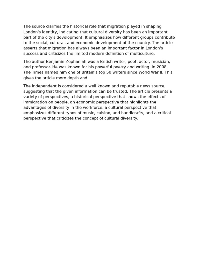 Multiculturalism Source Analysis | PDF