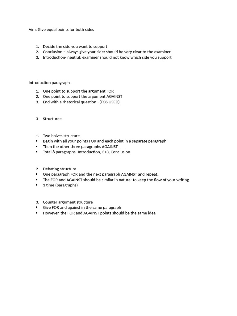 FLE Writing Structures - IGCSE | PDF