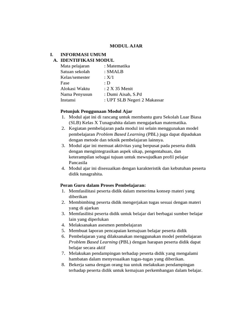 Modul Ajar Modifikasi | PDF