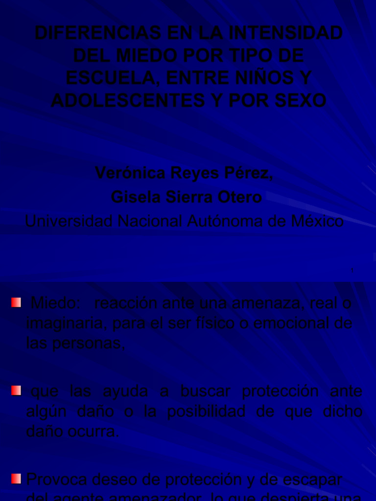 Intensidad del miedo en niños y adolescentes | PDF | Las emociones | Temor