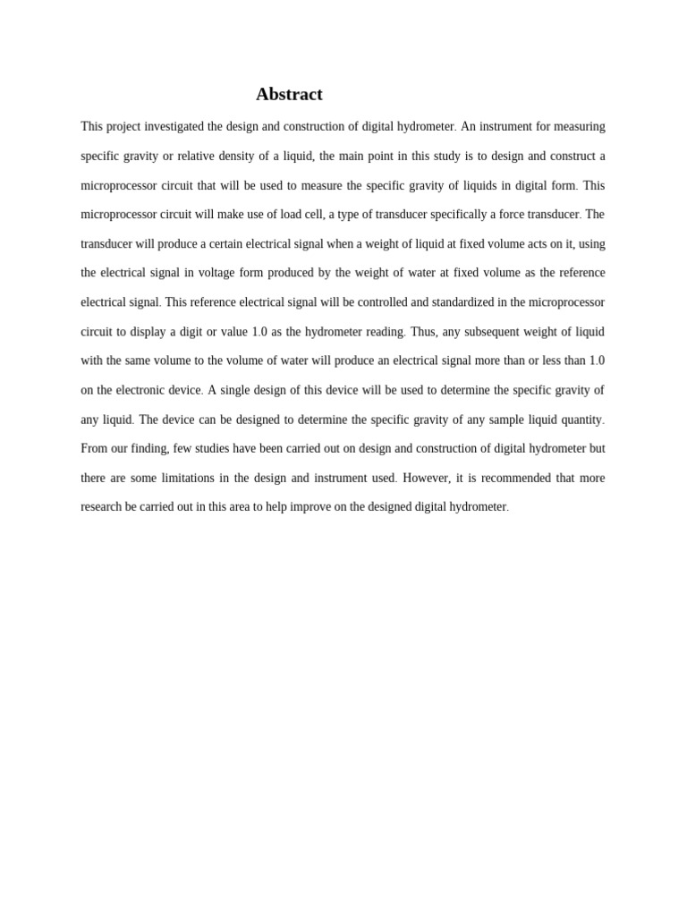 Digital Hydrometer Design and Construction | PDF