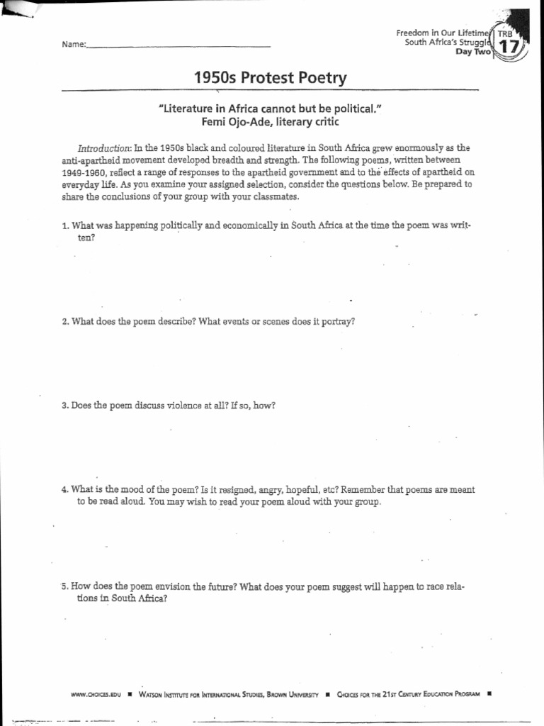 SA Protest Poetry | PDF