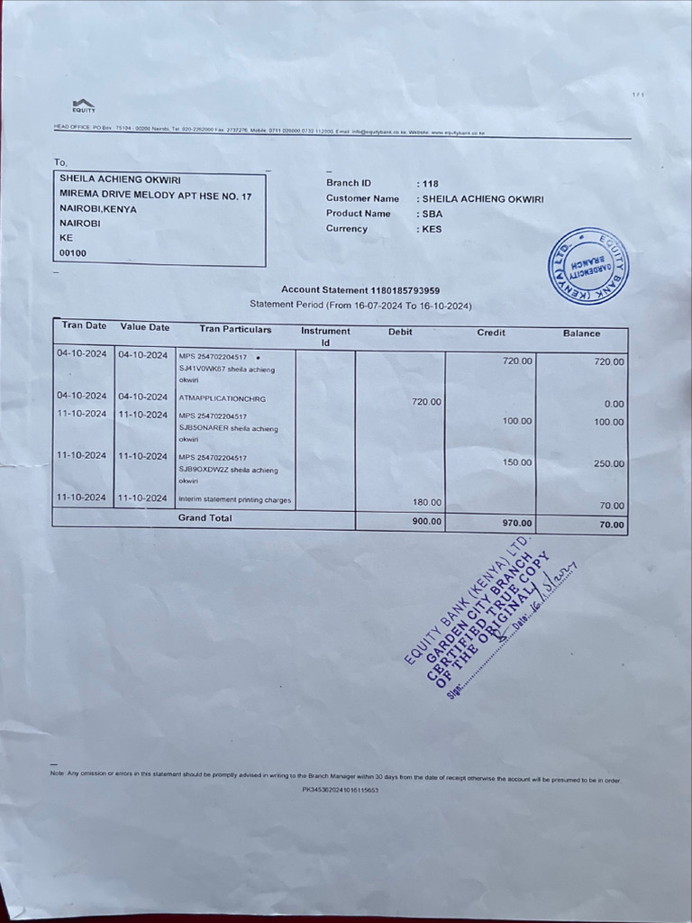 Equity Statement | PDF