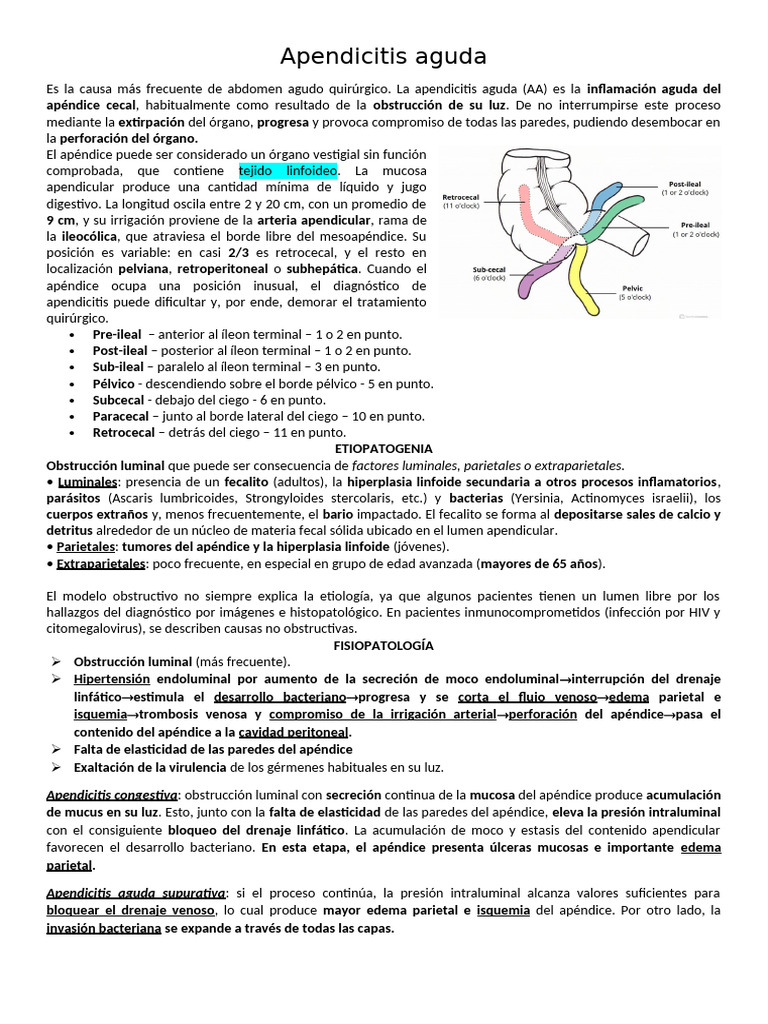 Apendicitis Aguda | PDF | Medicina CLINICA | Especialidades Medicas