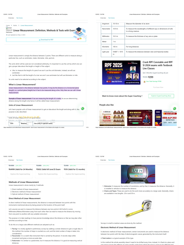 Linear Measurement - Definition, Methods With Examples | PDF ...