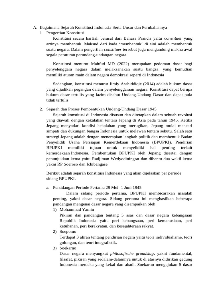Bagaimana Sejarah Konstitusi Indonesia Serta Unsur Dan Perubahannya | PDF