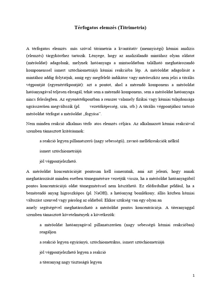 Térfogatos Elemzés | PDF