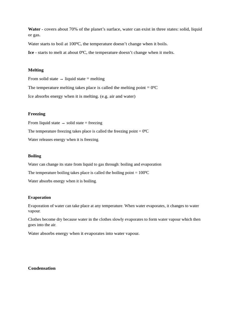 Water (Science Notes) | PDF