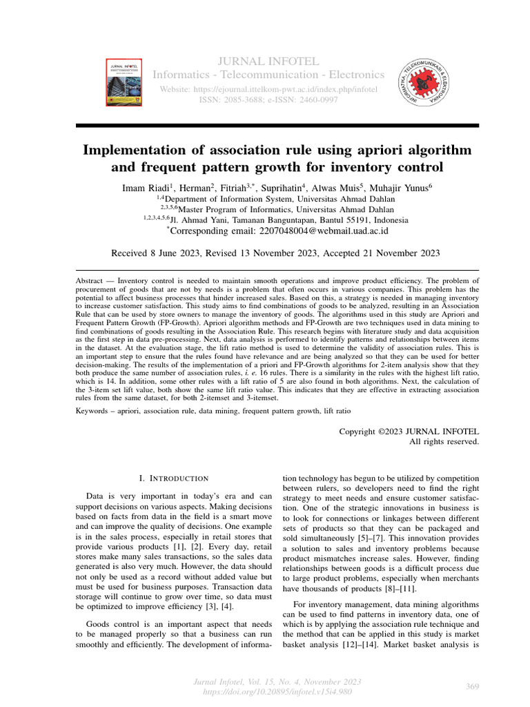 Implementation of Association Rule Using Apriori A | PDF | Data Mining | Statistics