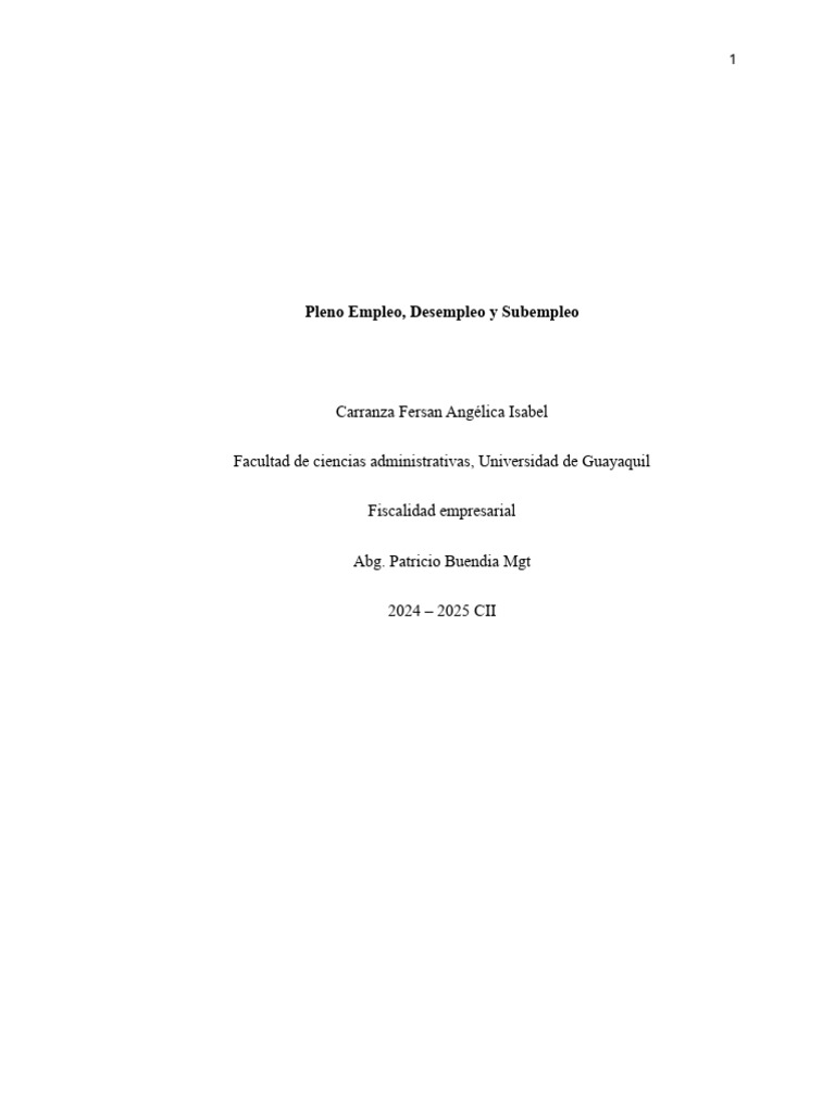 Pleno Empleo, Desempleo y Subempleo | PDF | Empleo | Desempleo