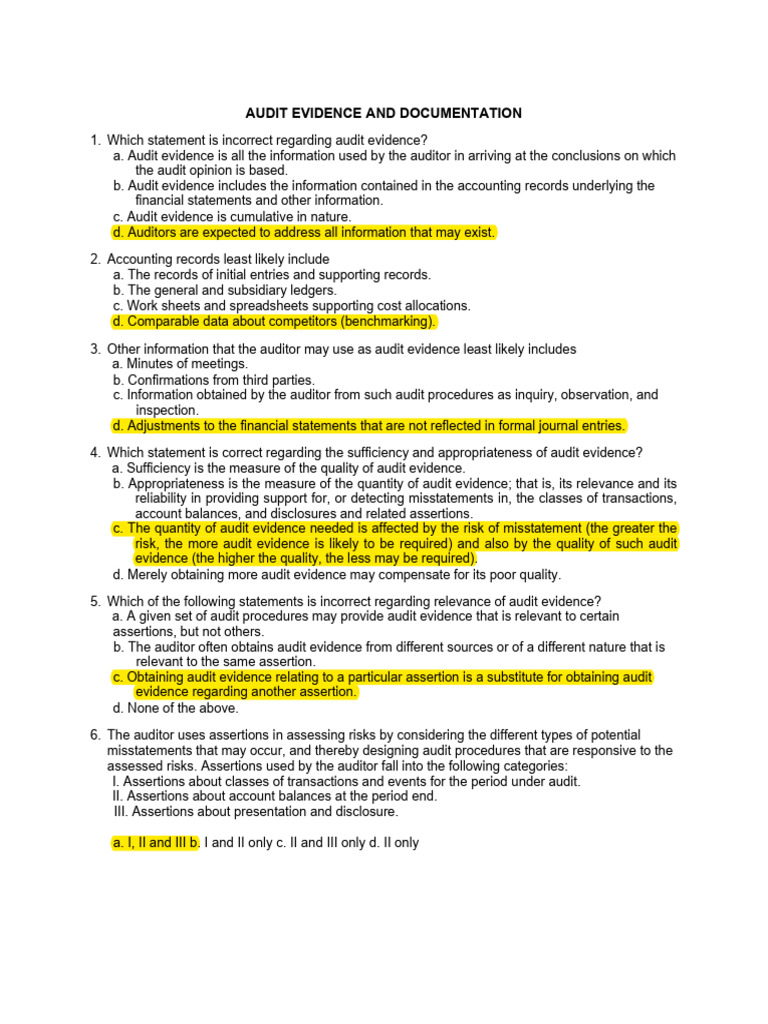 Audit Evidence and Documentation (HO) | PDF | Audit | Auditor's Report