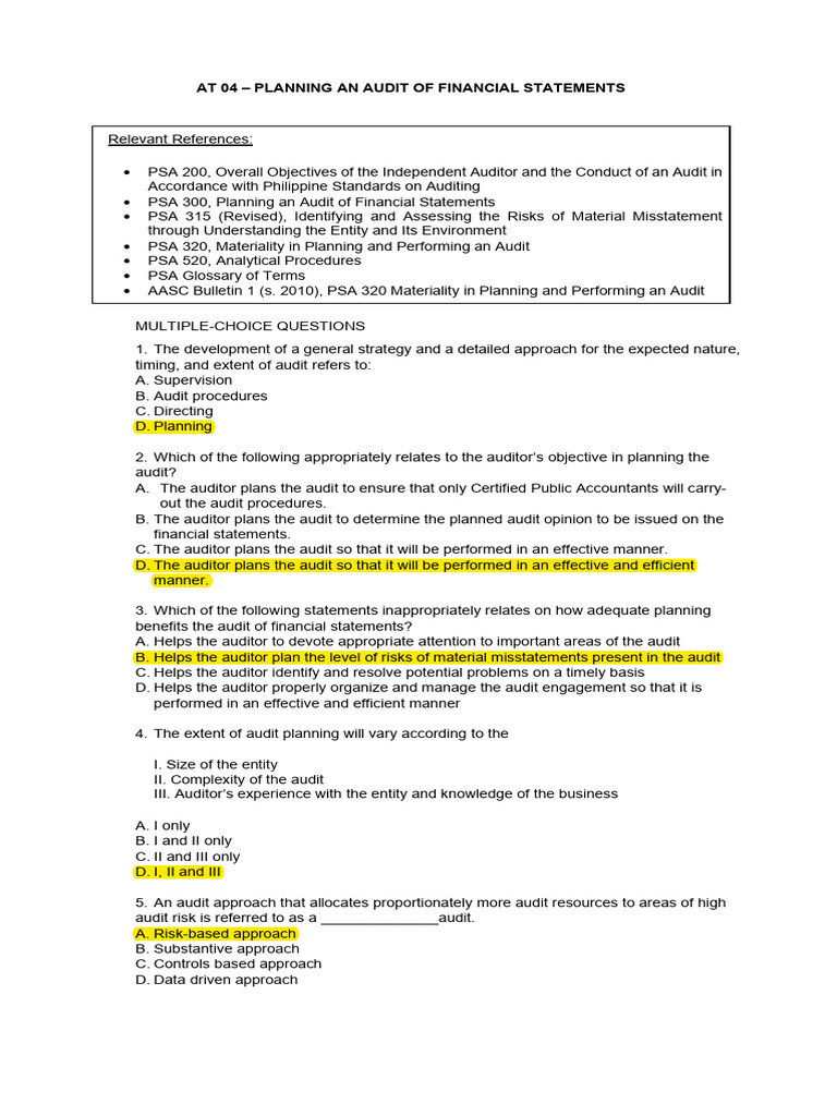 Planning An Audit of Financial Statements | PDF | Audit | Internal Control