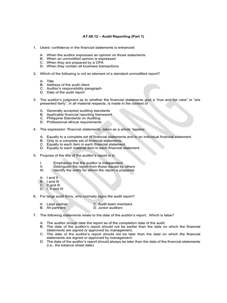 Audit Reporting Essentials: Key Concepts | PDF | Auditor's Report | Audit