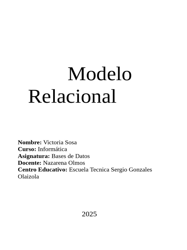 Modelo Relacional | PDF | Modelo relacional | Mi sql