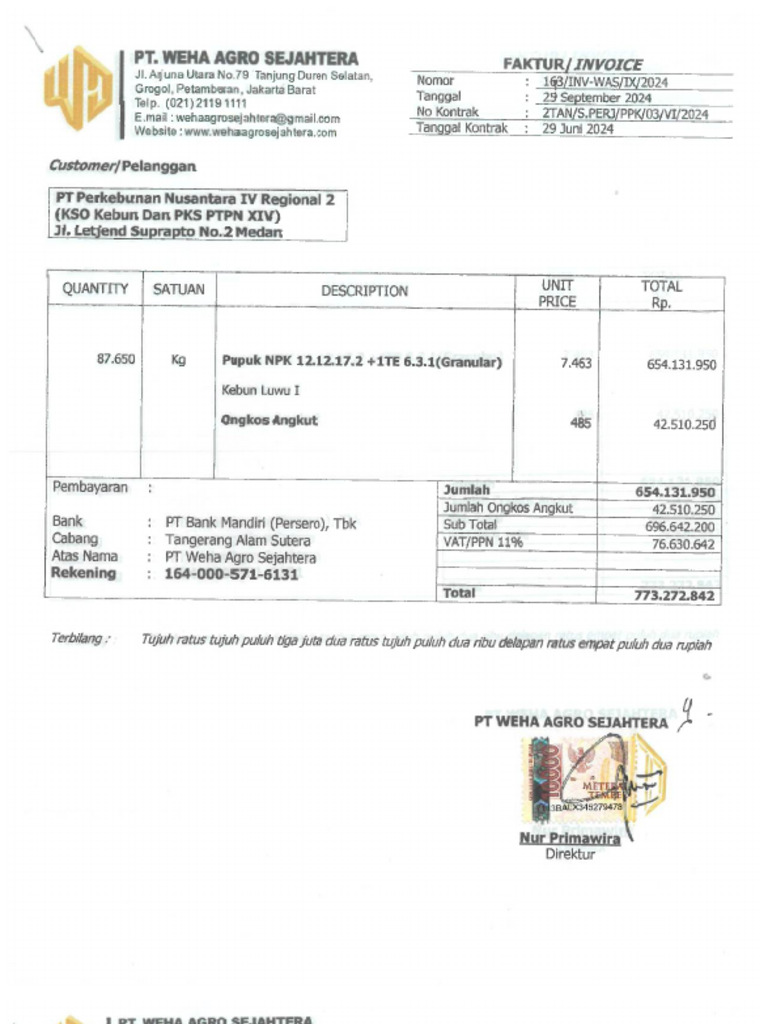 Inv 163_ptpn 14_kebun Luwu i | PDF