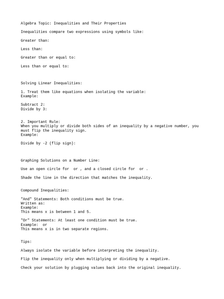Inequalities Rules Notes | PDF