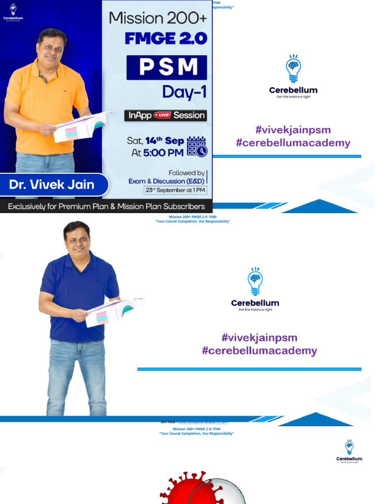 Mission 200+ FMGE - Day1 PSM - DR Vivek Jain | PDF | Epidemiology | Measles