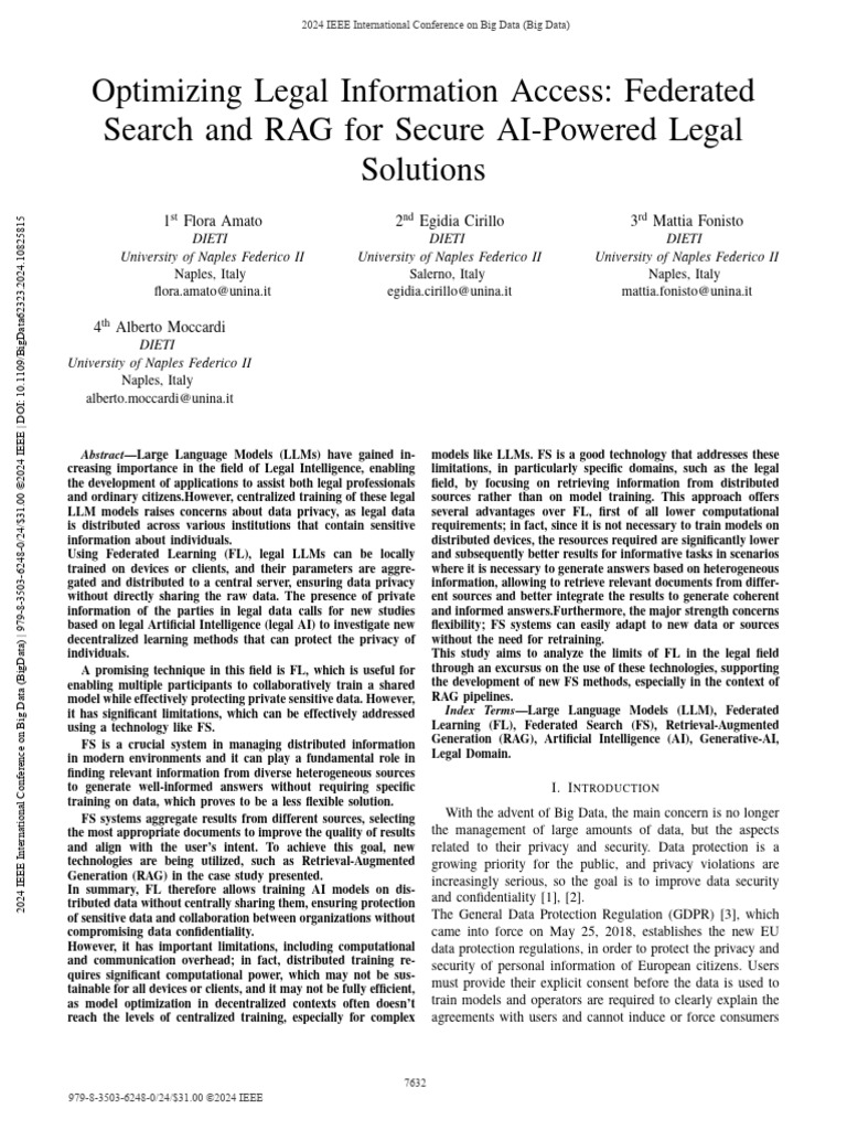 Optimizing Legal Information Access Federated Search and RAG For Secure ...