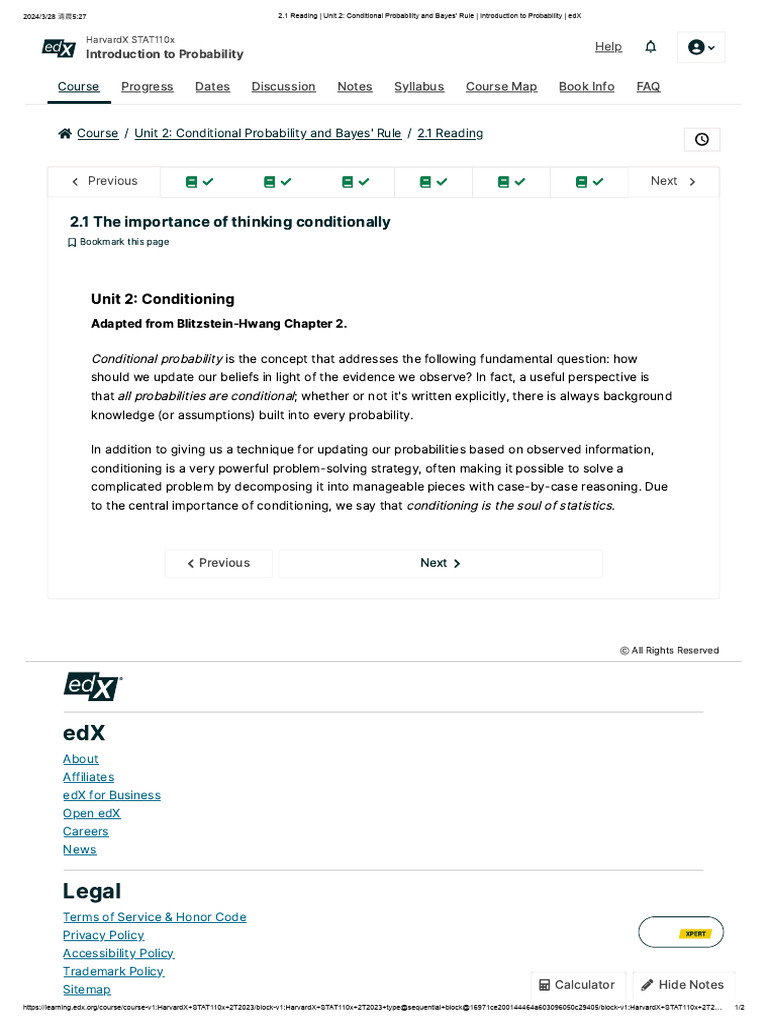 2.1 Reading - Unit 2 - Conditional Probability and Bayes' Rule - Introduction To Probability ...