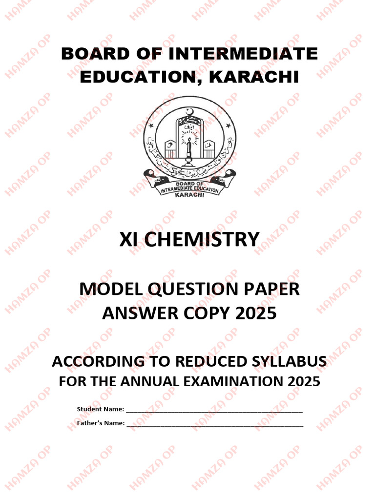 XI Chemistry Model Question Paper 2025 | PDF | Hydrogen | Stoichiometry