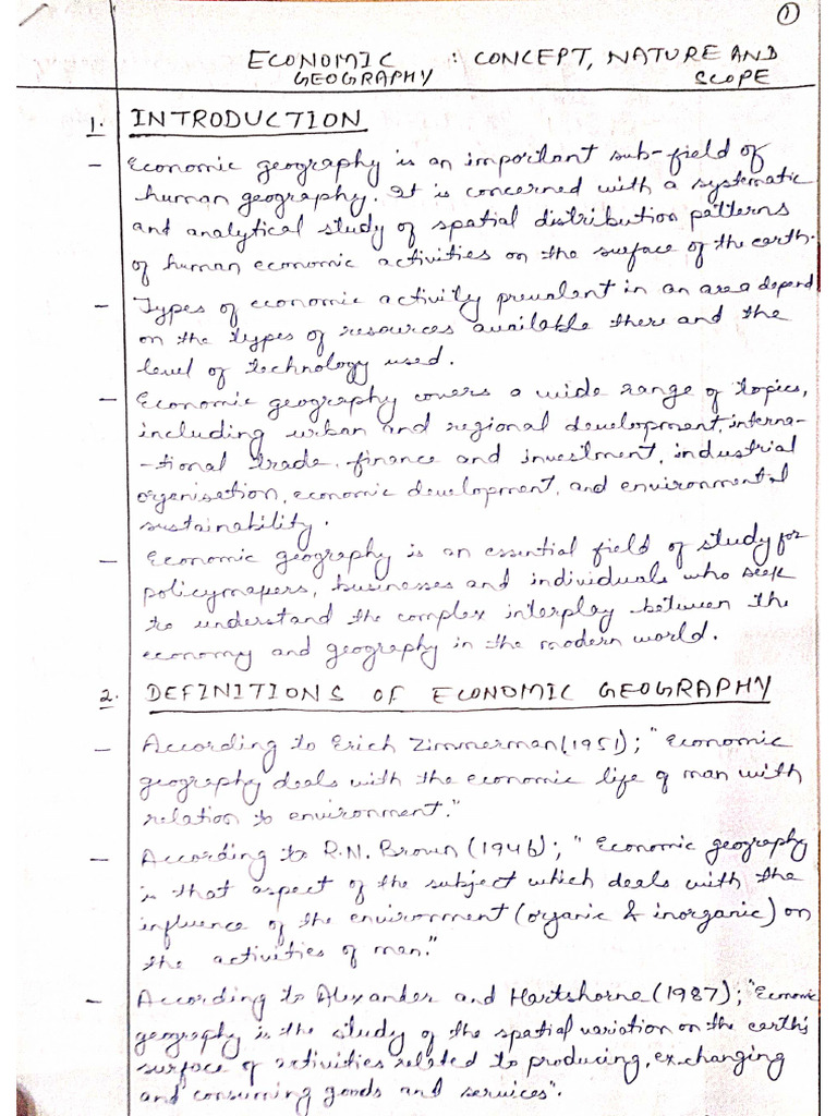 Nature and Scope of Economic Geography | PDF