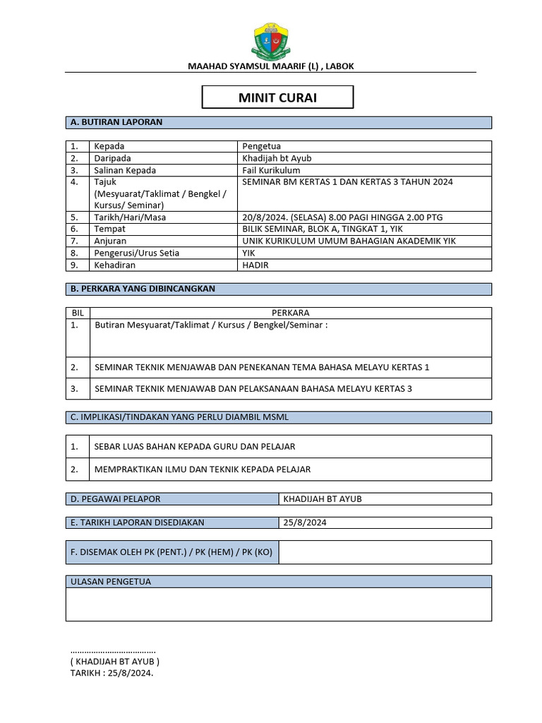 Minit Curai BM MSML | PDF