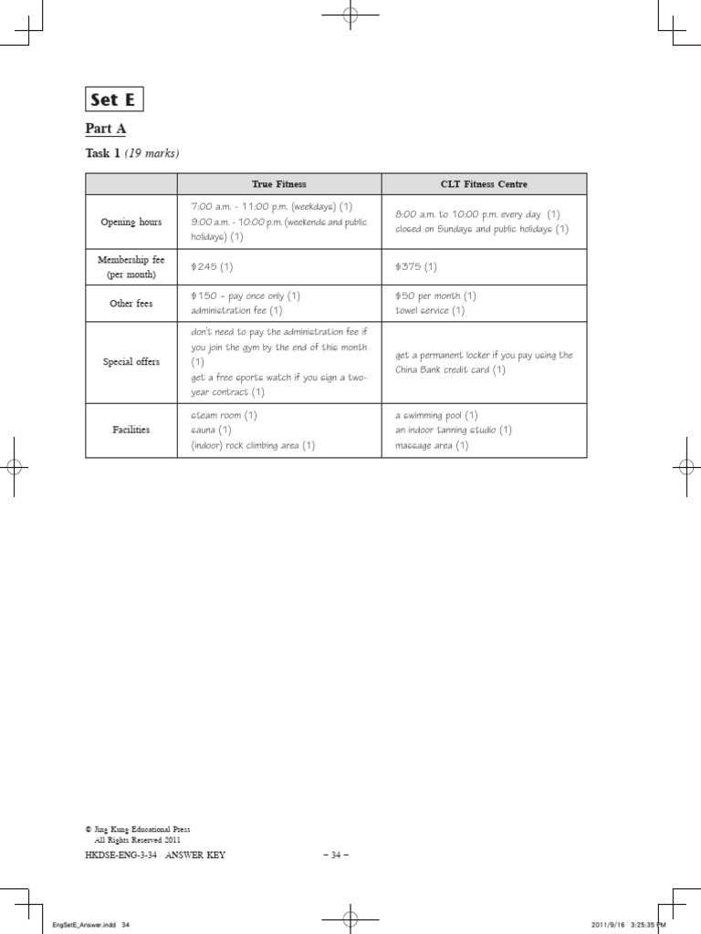 Eng Mock Paper 3 (k) Ans Set E | PDF | Camping | Gym