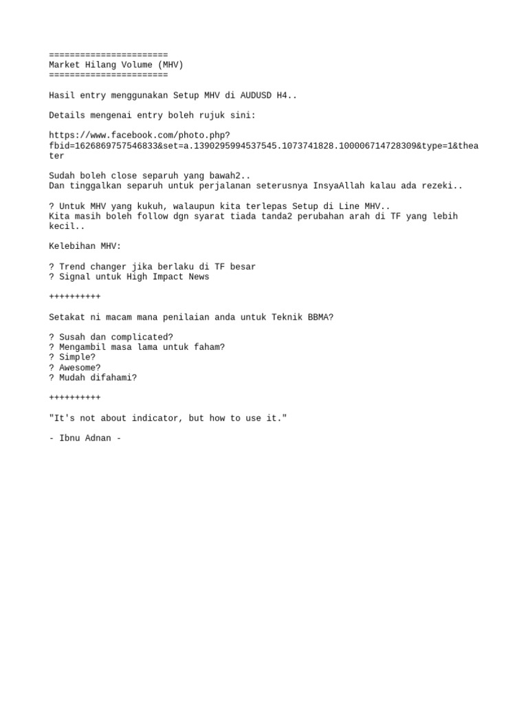 Market Hilang Volume (MHV) 1 | PDF