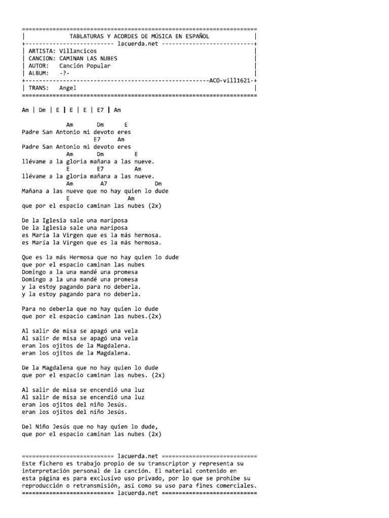 Acordes Camina Las Nubes | PDF