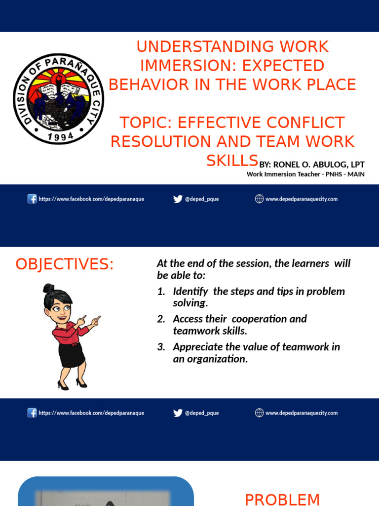 Topic Effective Conflict Resolution and Team Work Skills | PDF | Team Building | Cognitive Science