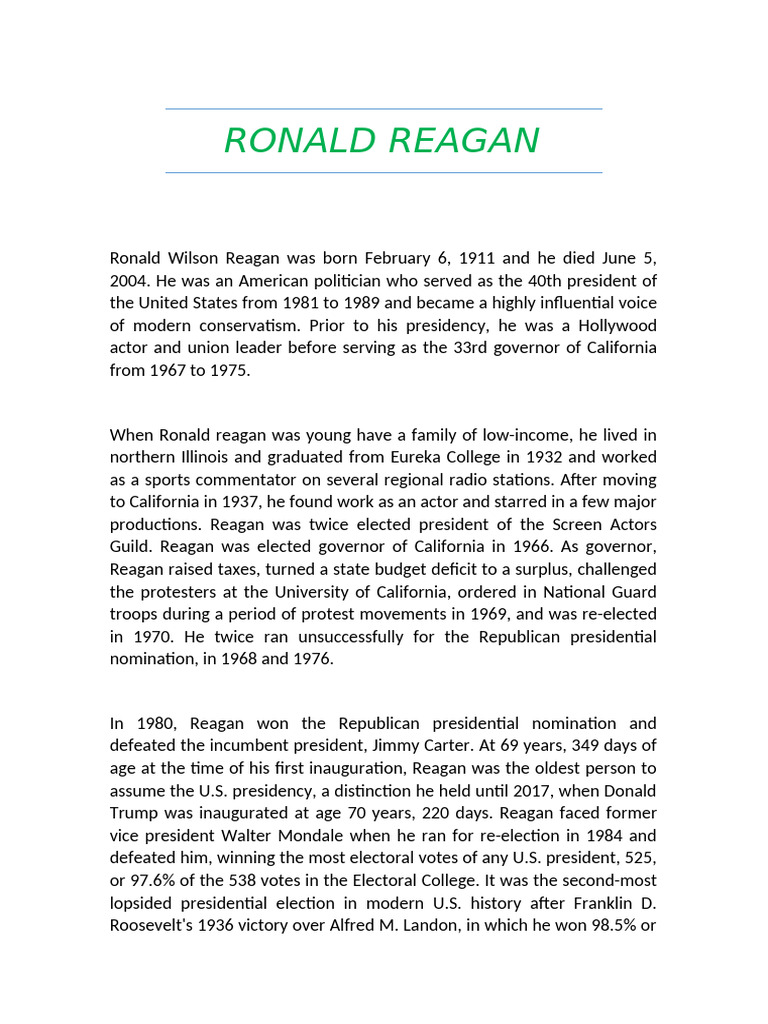 Ronald Reagan | PDF